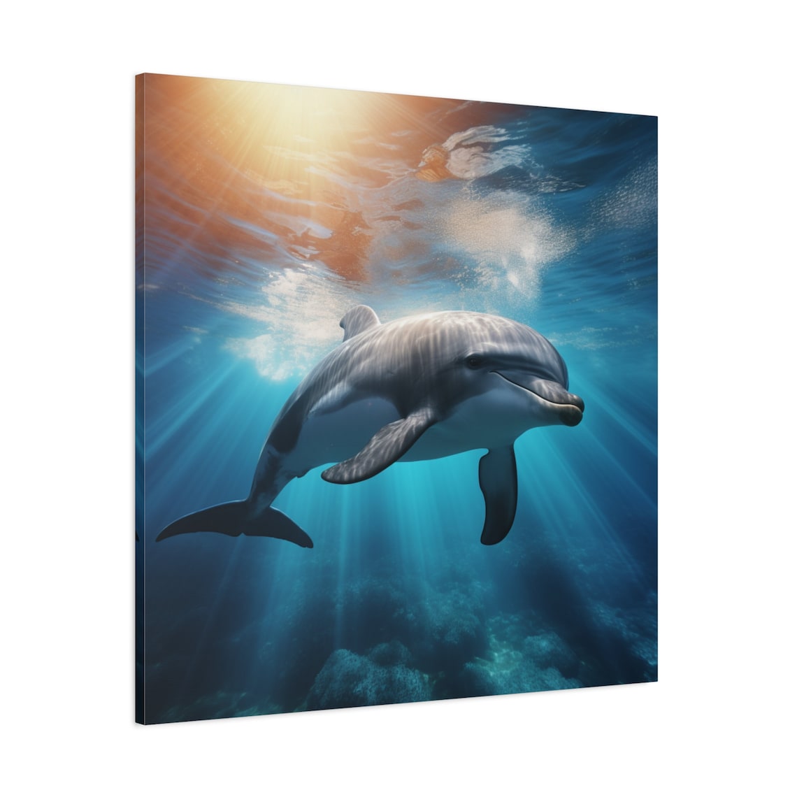 Dolphin Print on Canvas Ocean Dolphin Art Home Decor Wall Art Office ...