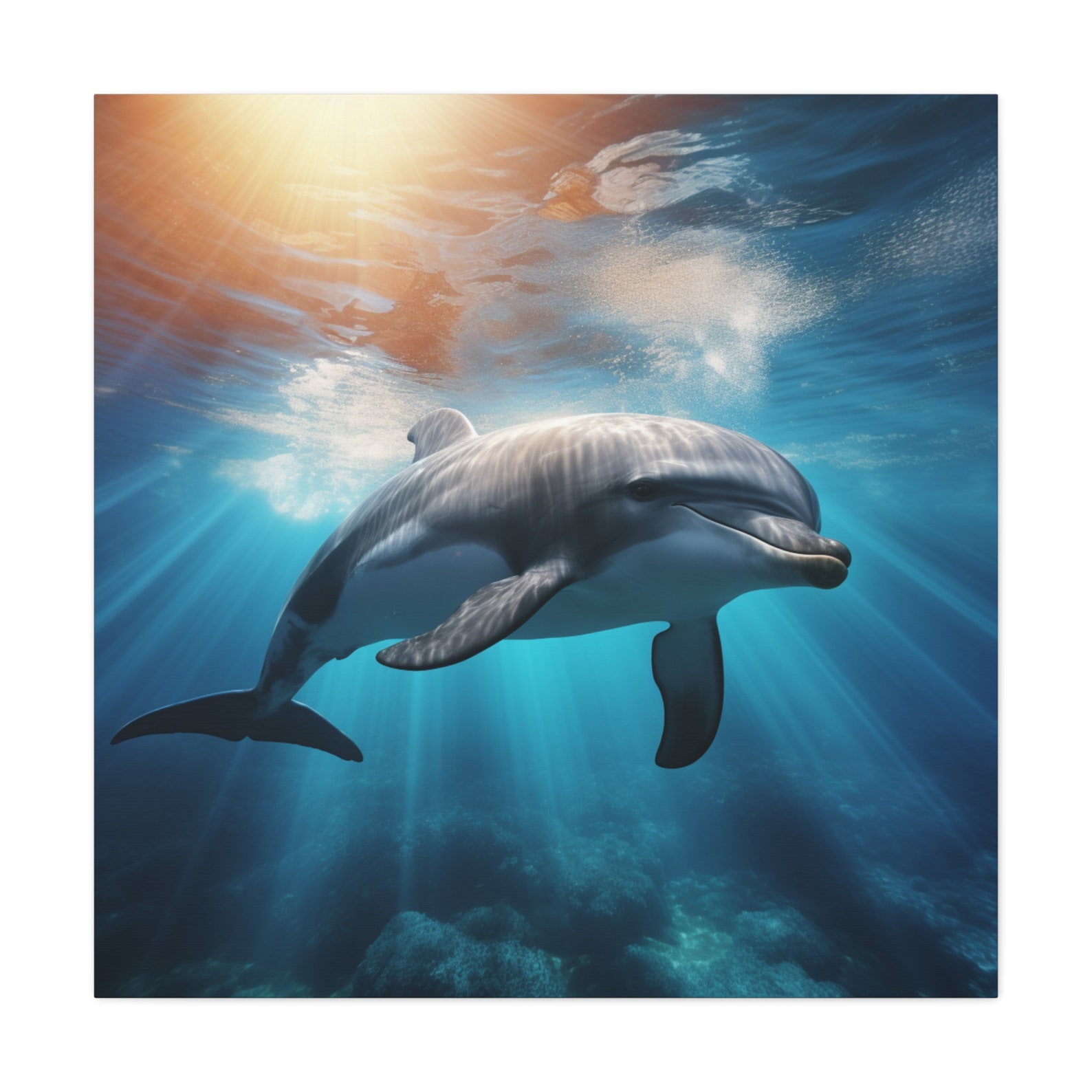 Dolphin Print on Canvas Ocean Dolphin Art Home Decor Wall Art Office ...
