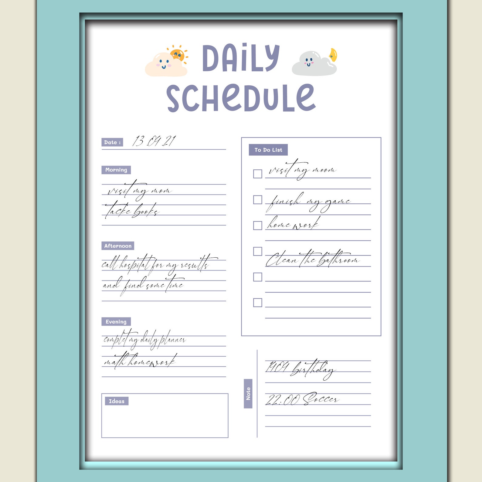 Cute Daily Schedule Printable Daily Planner Digital For Etsy