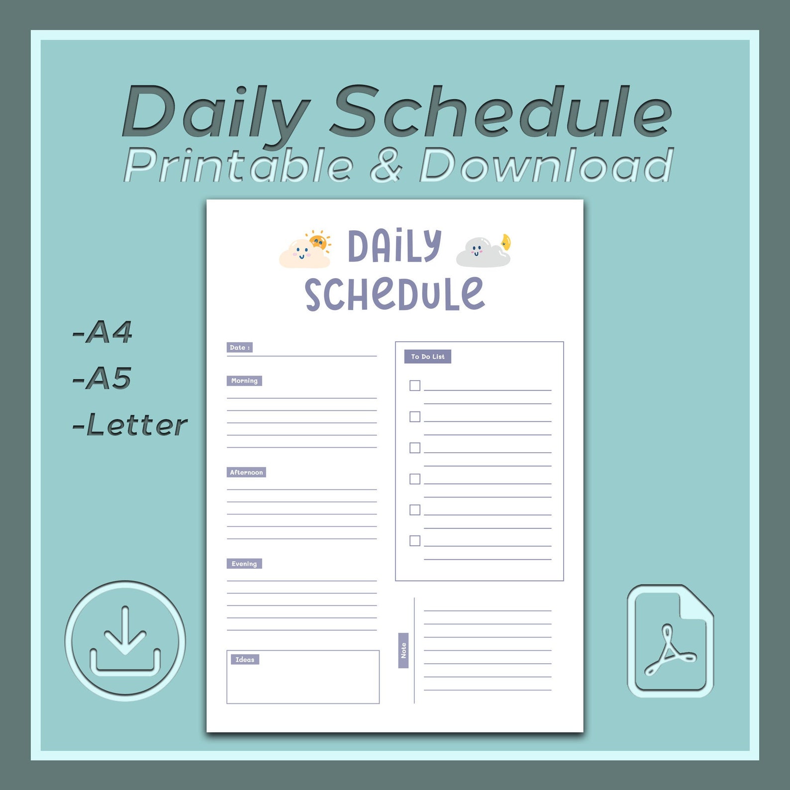 Cute Daily Schedule Printable Daily Planner Digital for | Etsy