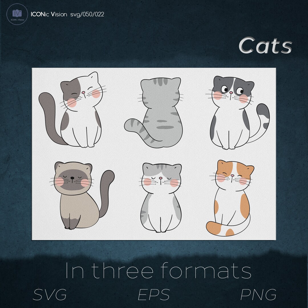 Cute Cats SVG Bundle File Cat Png Designs Animal Svg for - Etsy
