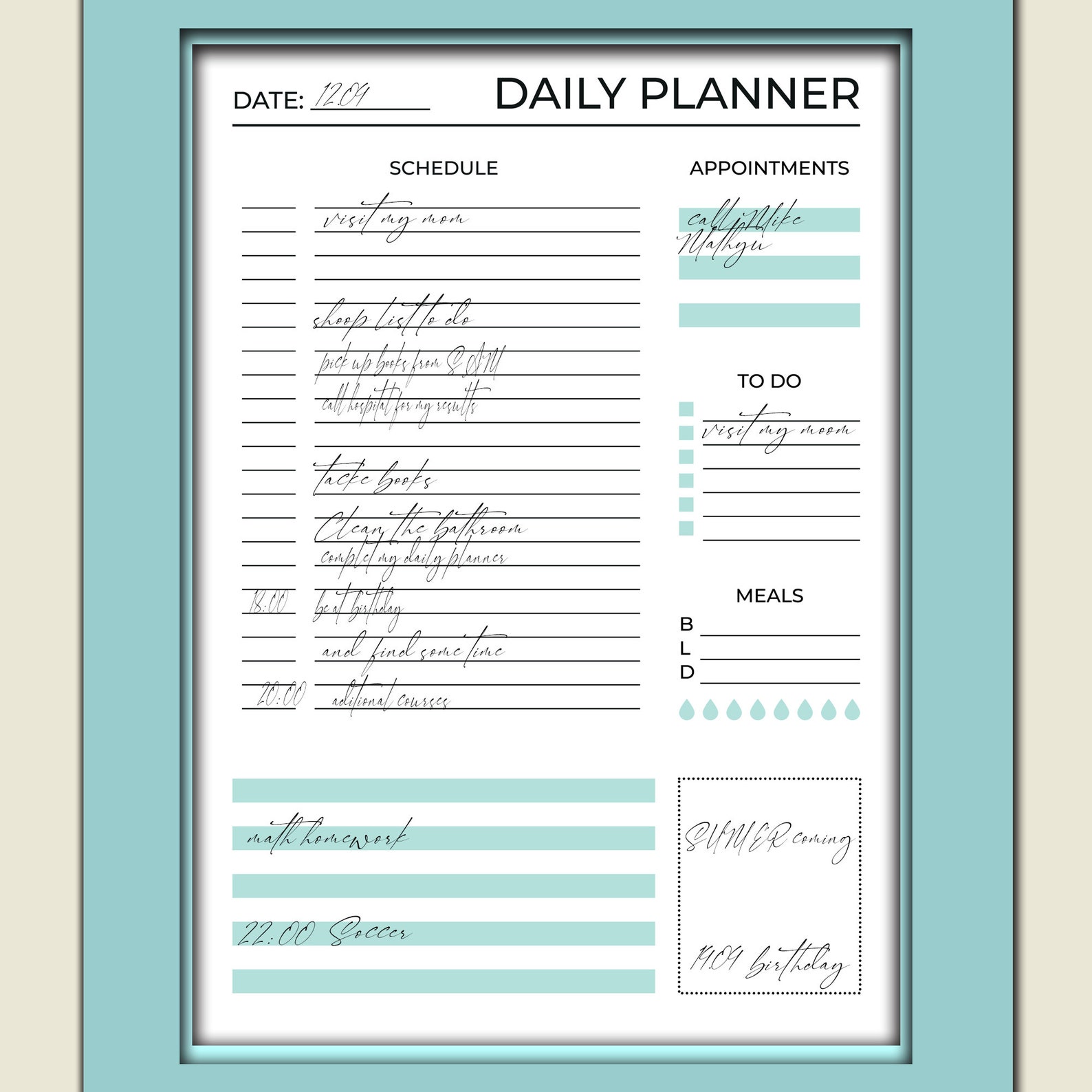 Simple Daily Planner Printable Daily Schedule Entrepreneur - Etsy