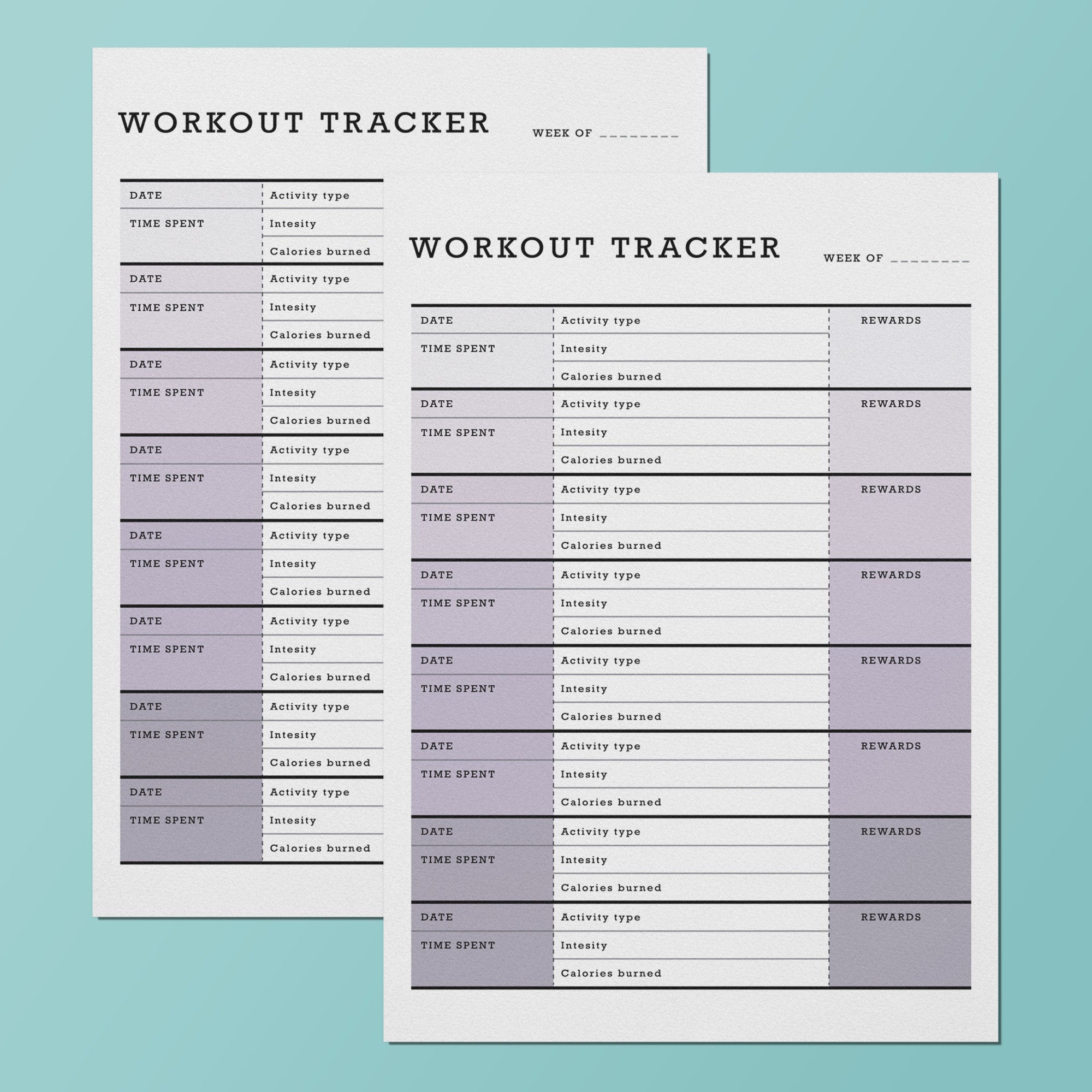 Workout Tracker Printable Exercise Planner Wellness Diary - Etsy