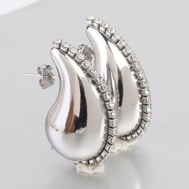 Large Teardrop Earrings, Water Rain Drop Shape Statement Minimalist Earring, Waterproof Titanium ...