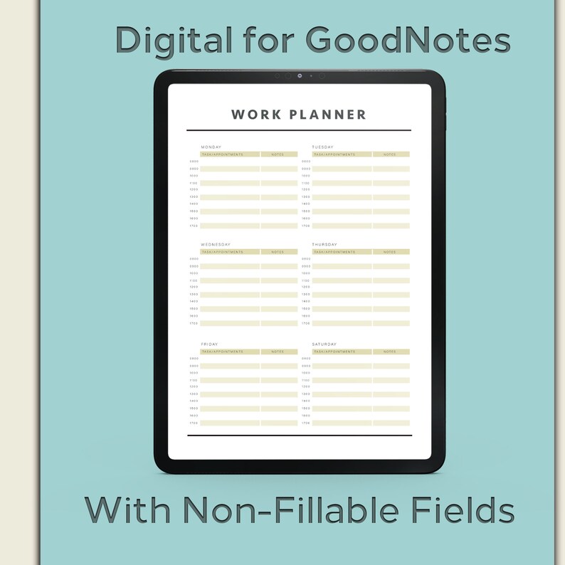 Work Tracker Printable Daily Work Planner Digital Download - Etsy