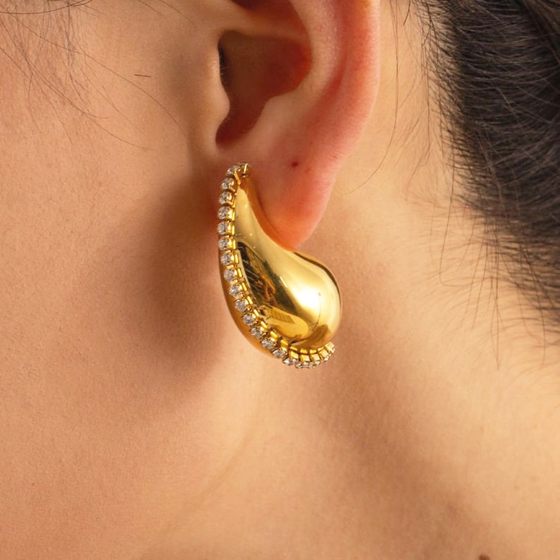 Large Teardrop Earrings, Water Rain Drop Shape Statement Minimalist ...