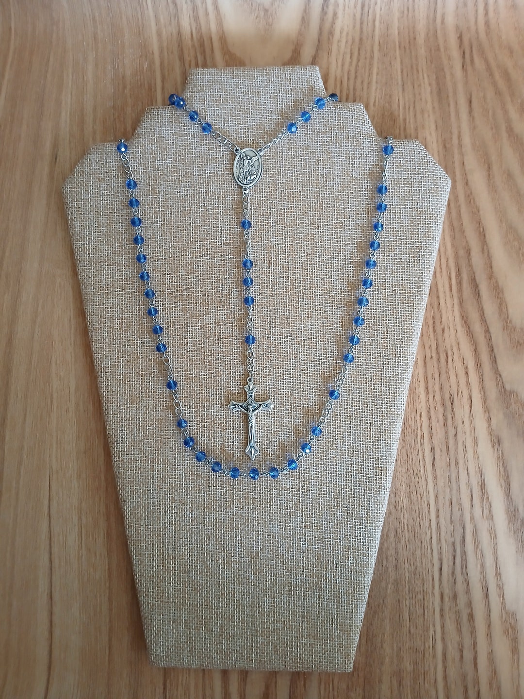 Saint Michael Rosary With Saint Michael/guardian Angel Centerpiece, Sky ...