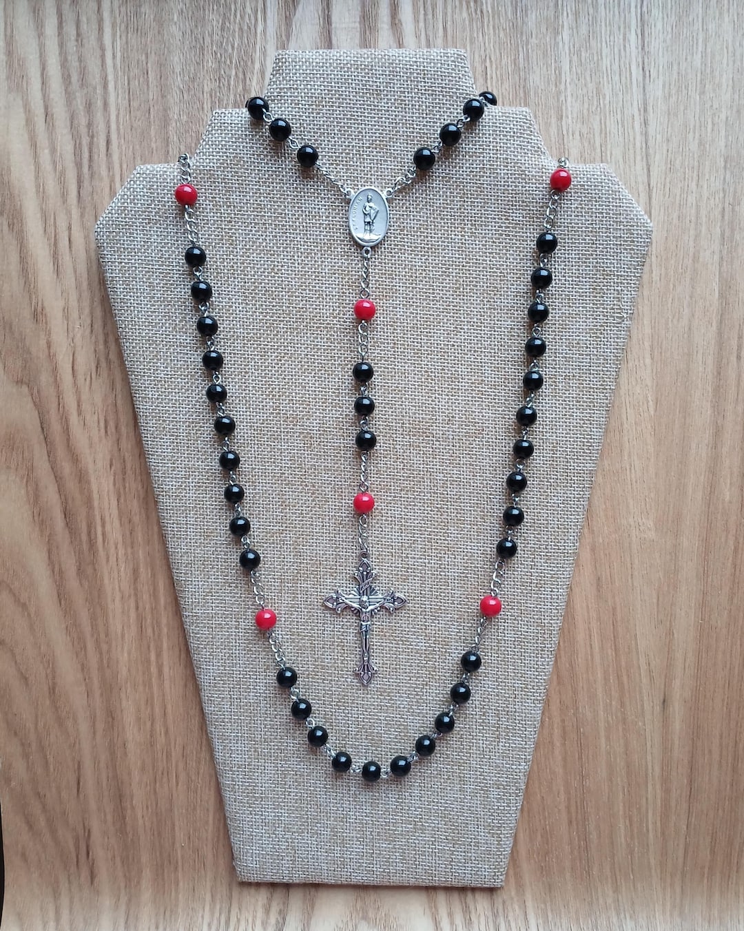 Saint Florian Patron Saint of Firefighters Rosary W/ Black and Red ...