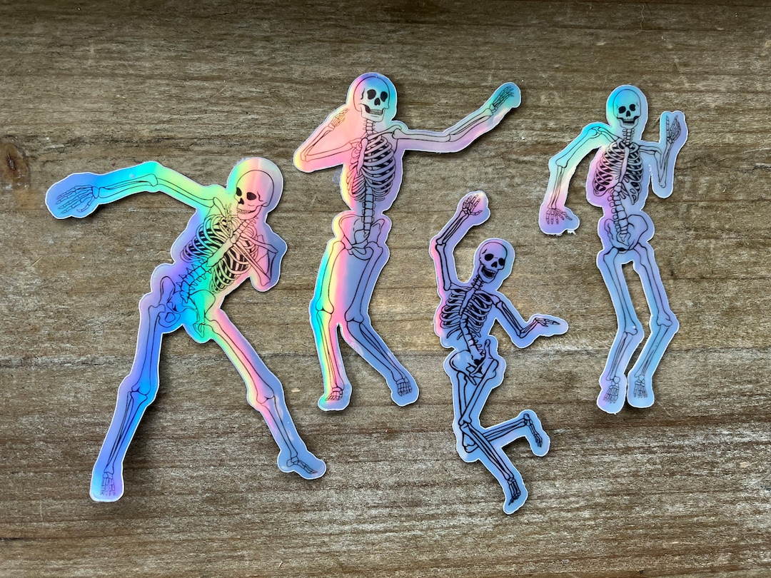4 Dancing Skeleton Stickers, Macabre Stickers, Gothic, Skeleton ...