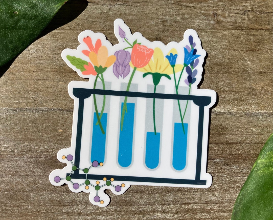 Floral Science Sticker, Lap Top and Water Bottle Stickers, Laminated ...