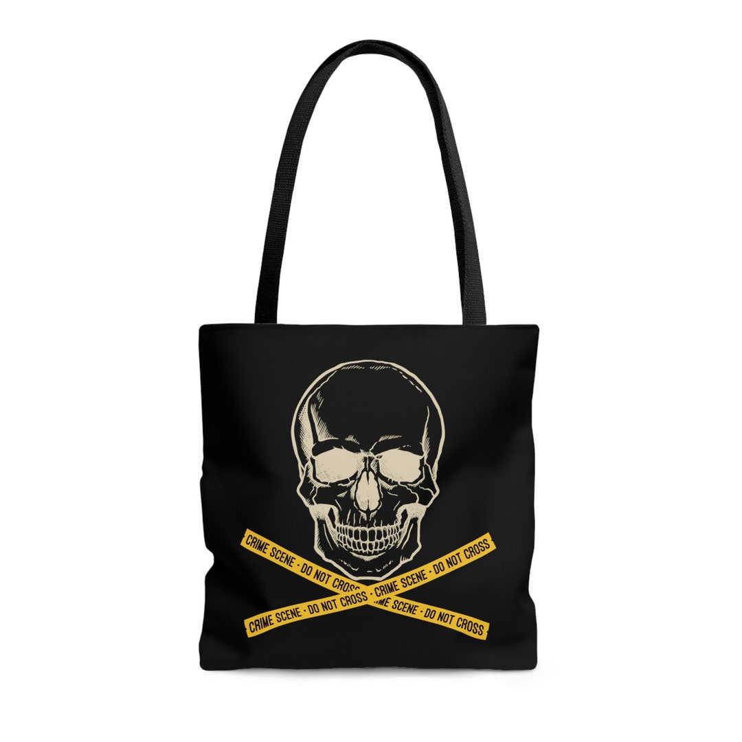 Skull and Crime Scene Tape Forensic Science Bag, Crime Scene Tote Bag ...