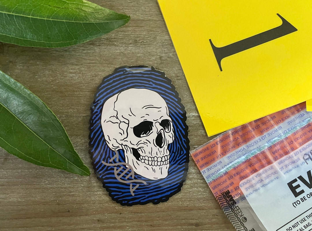 Forensic Skull Fingerprint and DNA Sticker, Forensic Science Sticker ...