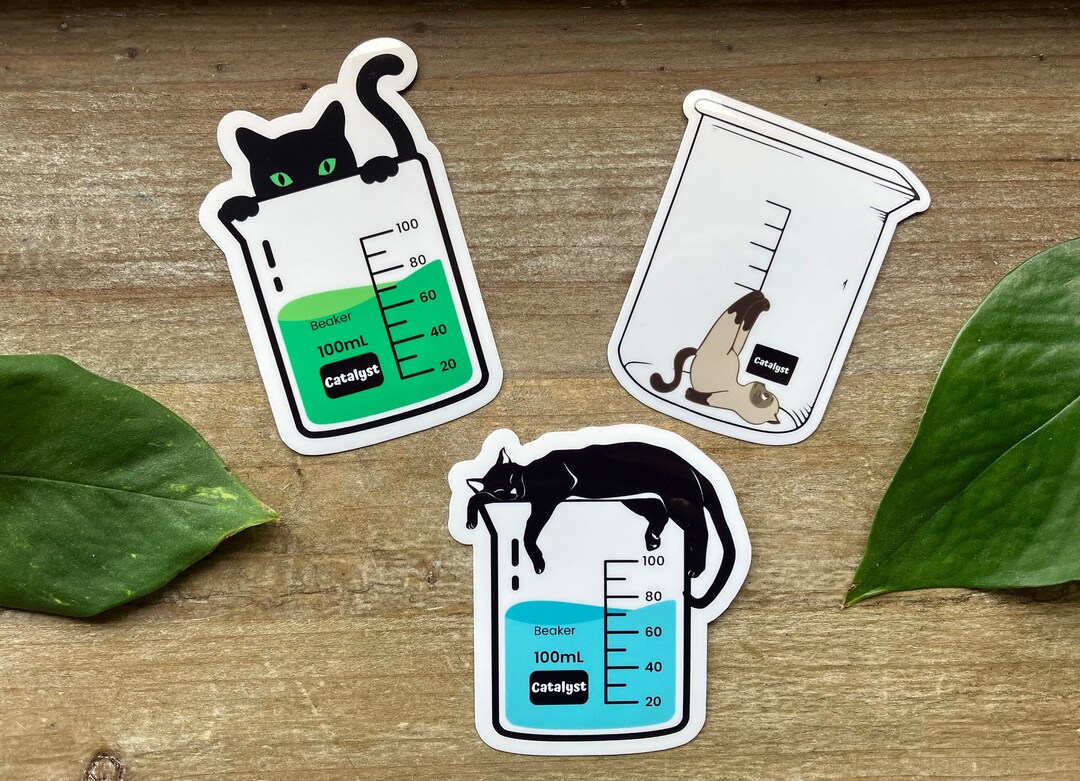 Catalyst Stickers, Science Cat Stickers, Chemistry Kitties, Lab Tech ...