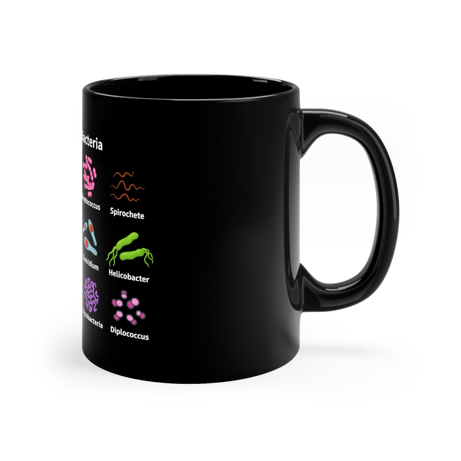 Types of Bacteria Coffee Mug, Microbiologist, Lab Tech Mug, Public ...