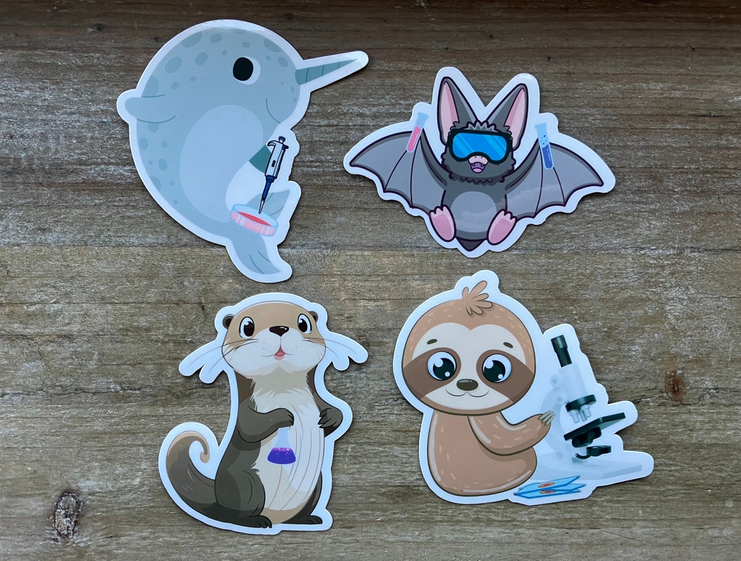 Animal Science Stickers, Lab Tech Stickers, Sloth, Narwhal, Bat, Otter ...