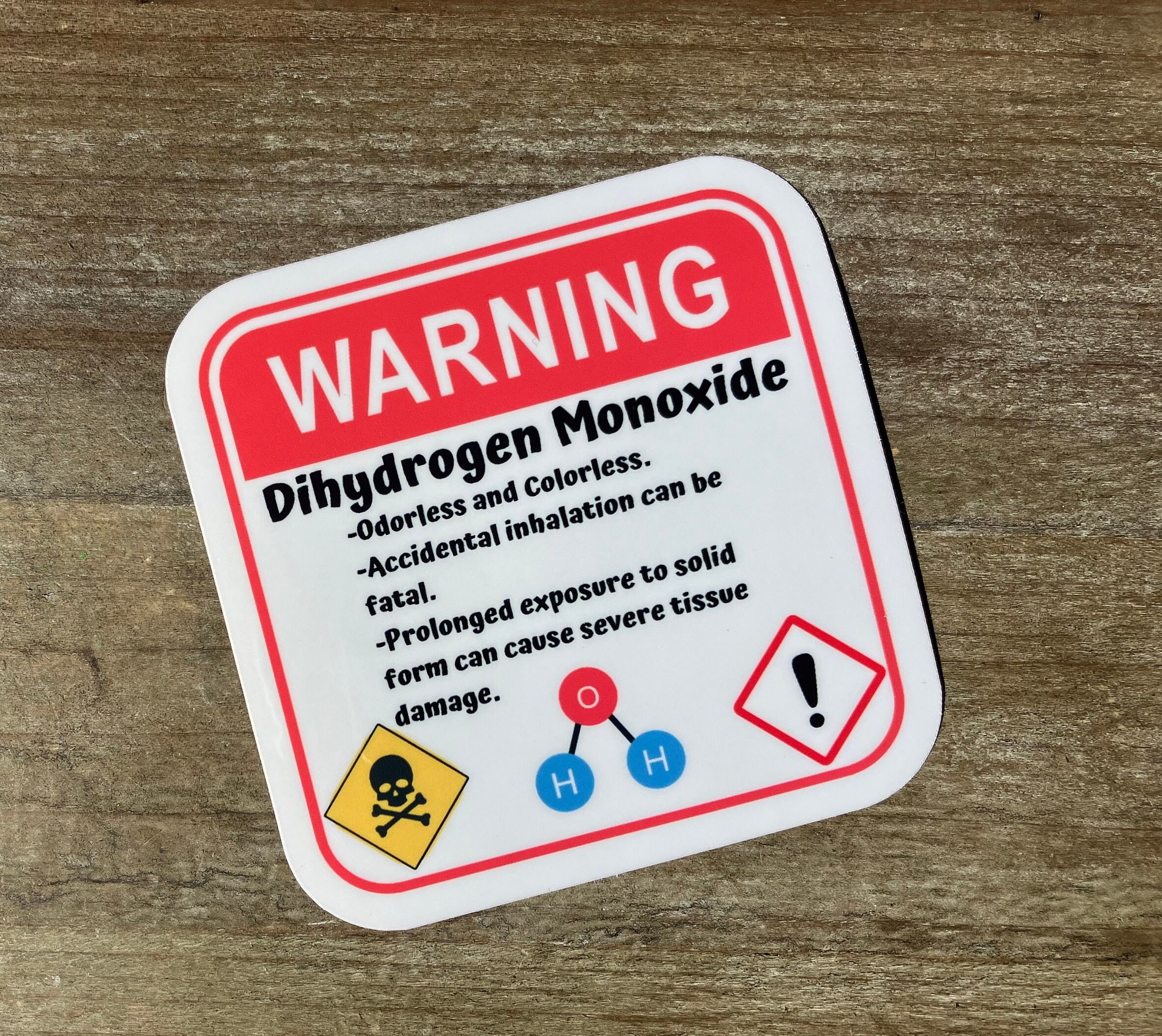 Caution Dihydrogen Monoxide Humor Sticker, Chemistry Sticker, Water ...