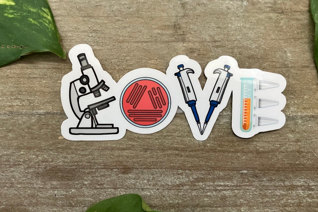 Love Microbiology Sticker, Research Lab, Biology Teacher, Infectious Disease, Lab Tech Sticker ...