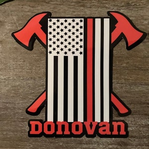 Personalized Firefighter Sticker, Fire Fighter Gift, Firefighter Custom ...