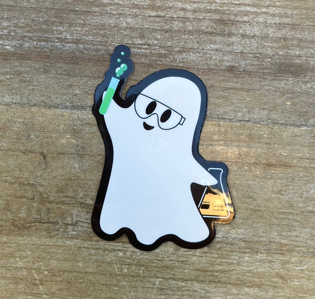 Science Ghost Sticker, Science Halloween Sticker, Chemistry Halloween ...