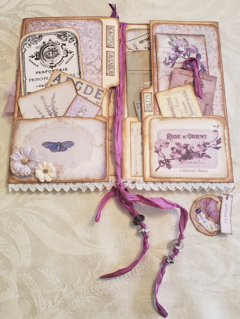 Lavender Junk Journal File Folder Folio - Etsy