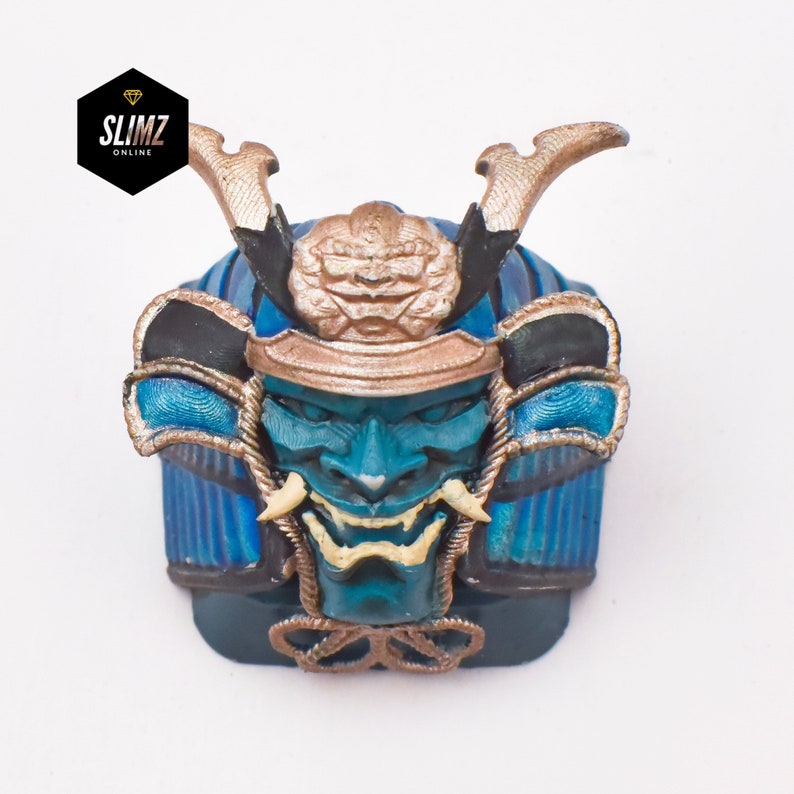 Custom Japan Samurai Shogun Helmets Mask Blue Handmade Keycap | Etsy