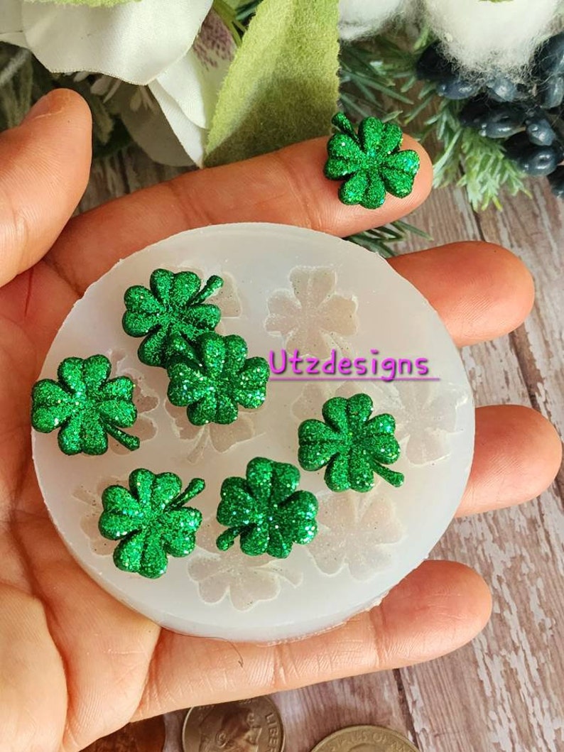 Shamrock Silicone Mold, Four Leaf Clover, Fondant, Clay, Resin, Polymer ...