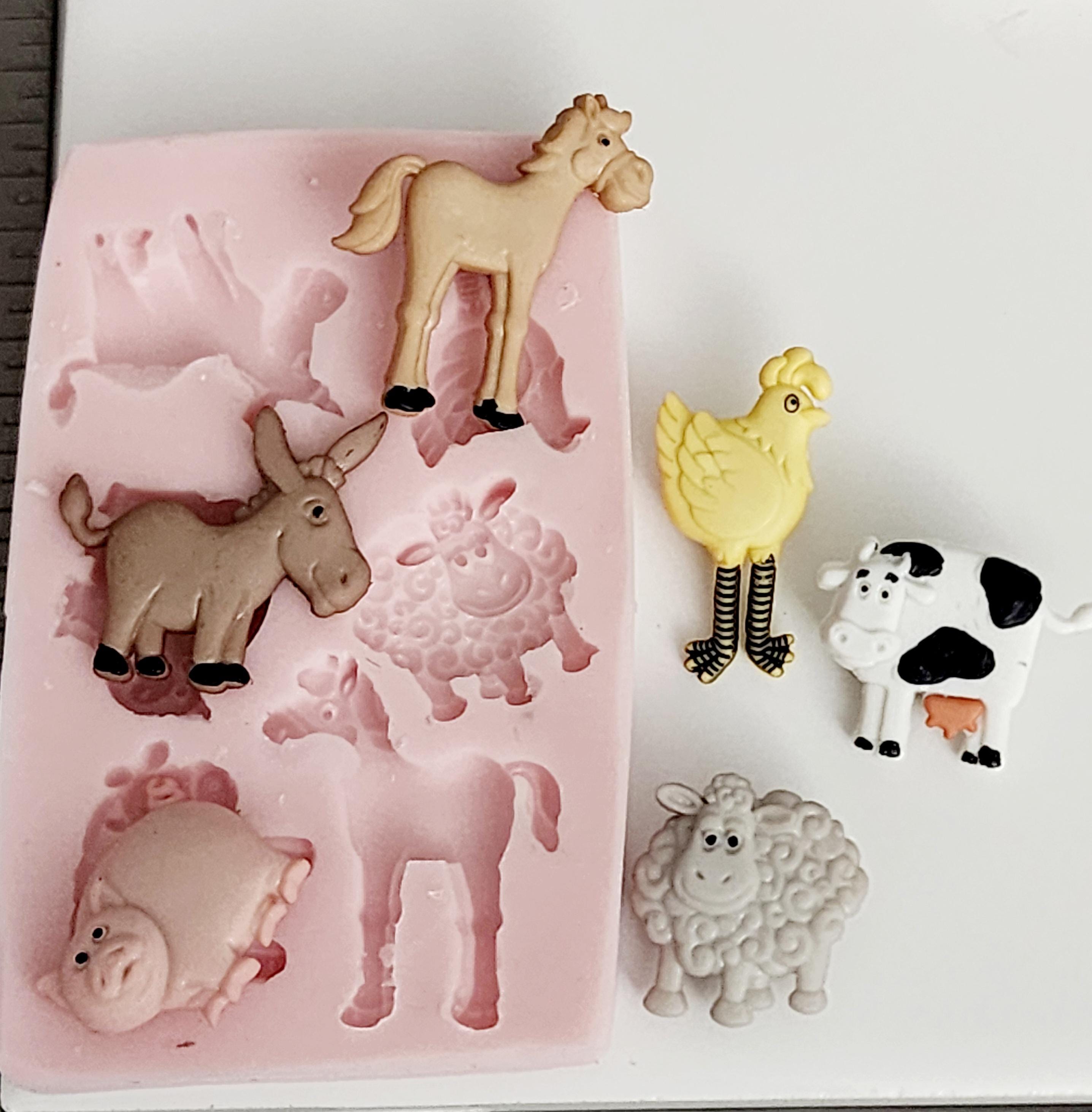 Farm Animals Silicone Mold, Horse, Pig, Cow, Sheep, Donkey, Chick - Etsy