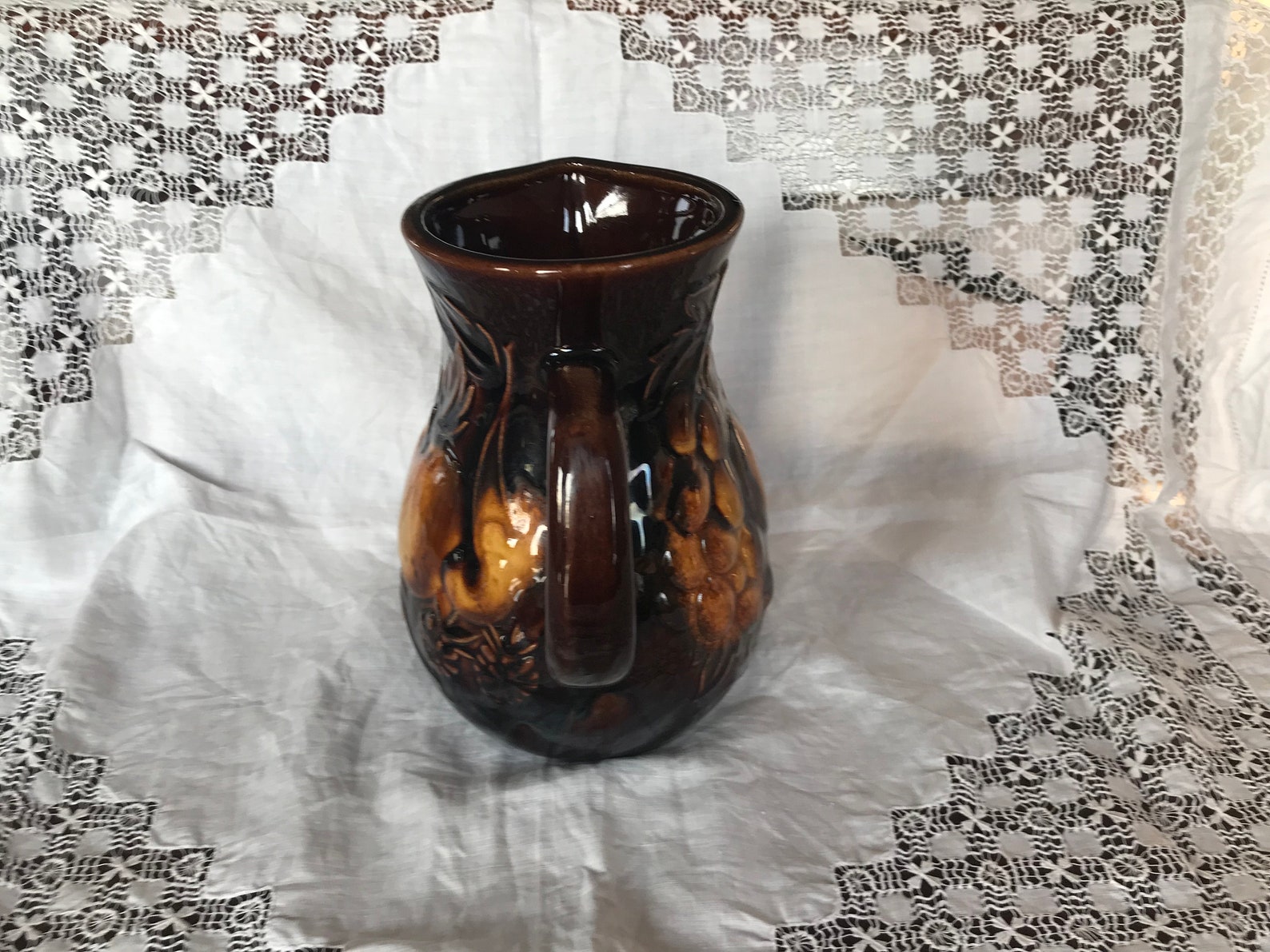 Vintage German Pitcher marked With Raised Fruit Design in - Etsy