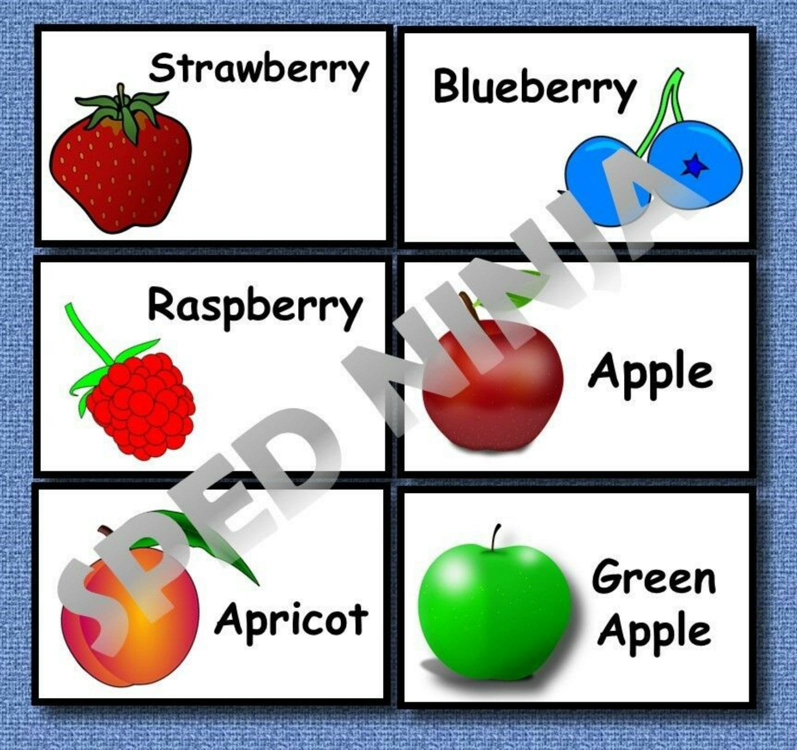 DIGITAL DOWNLOAD 46 Fruits & Vegetables, Flash Cards Preschool ...
