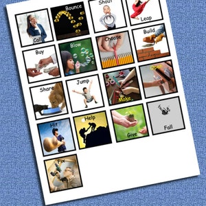 Pec Cards Action Words Verbs ASD Autism Laminated You Cut Them Out 50 ...
