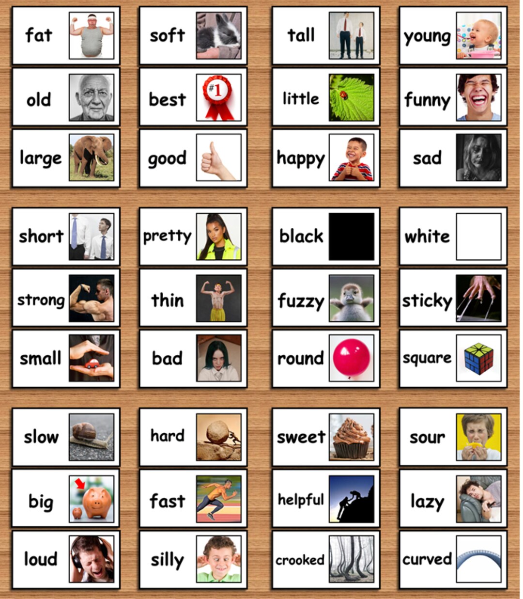 DIGITAL DOWNLOAD 36 Adjectives FLASHCARDS for Kindergarten First Grade ...