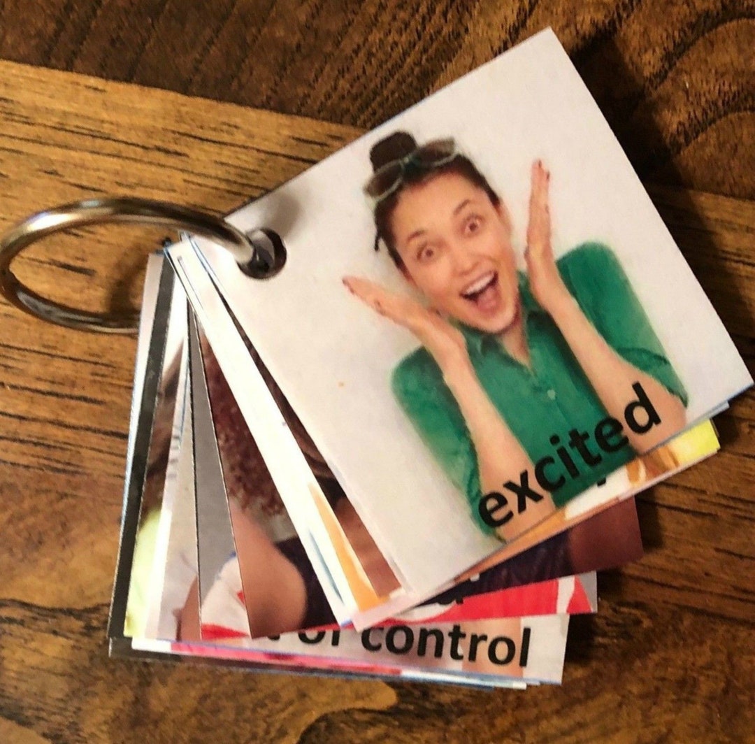 20 PEC Cards Feeling Real Photo on a Key Ring Emotions PECS Autism ASD ...