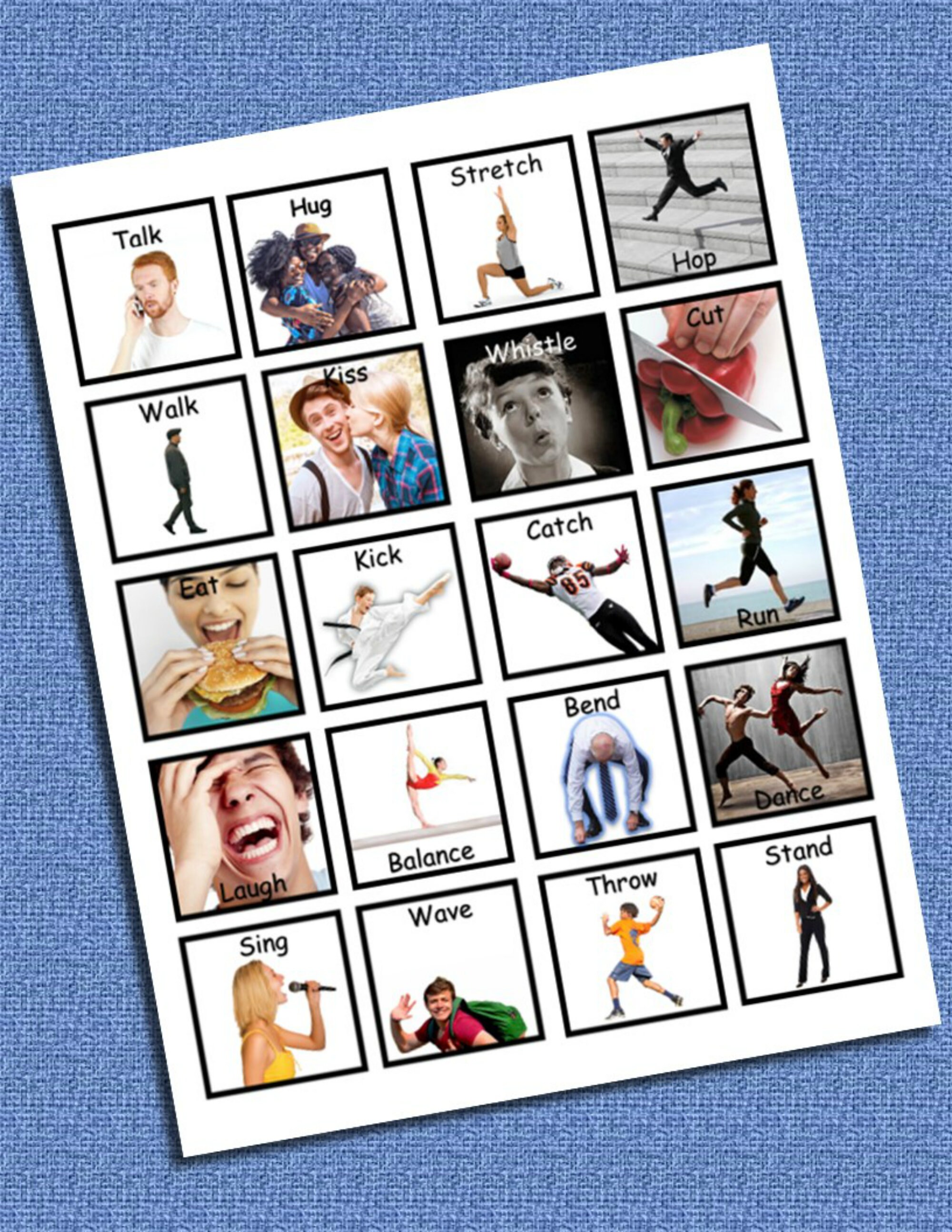 Pec Cards Action Words Verbs ASD Autism Laminated You Cut Them Out 50 ...
