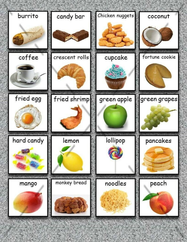 DIGITAL DOWNLOAD 132 Foods Eating Pec Visual Communication Cards Photo ...