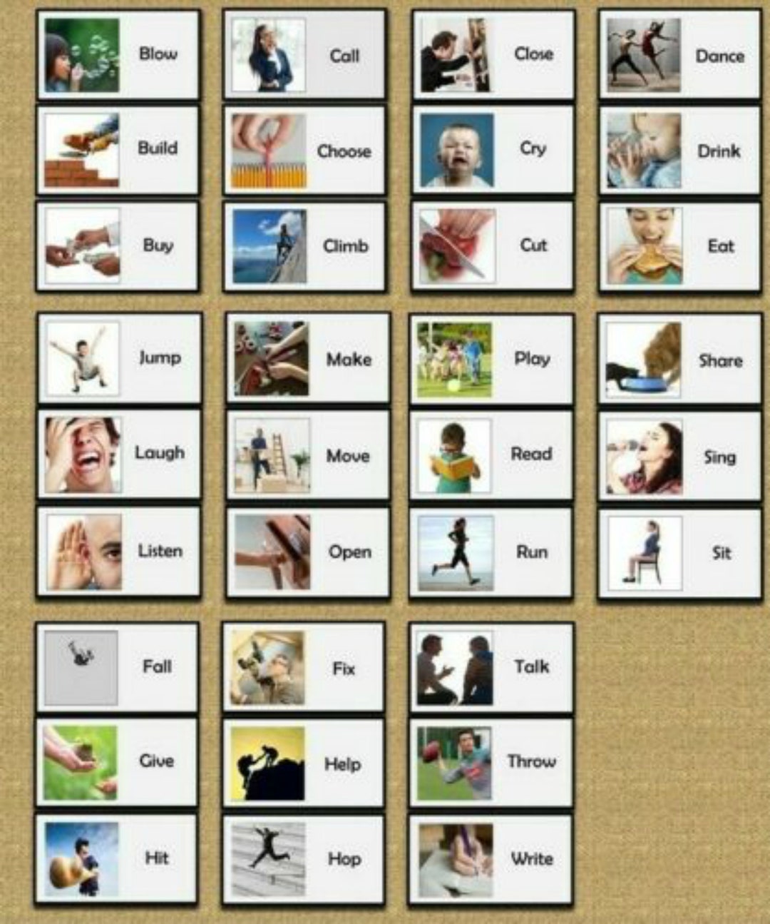 30+ Action Words Verbs Picture Flash Cards Preschool to 4th Grade - Etsy