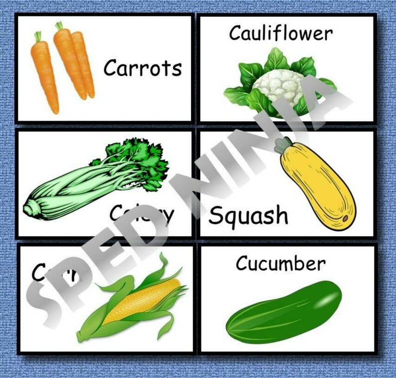DIGITAL DOWNLOAD 46 Fruits & Vegetables, Flash Cards Preschool ...