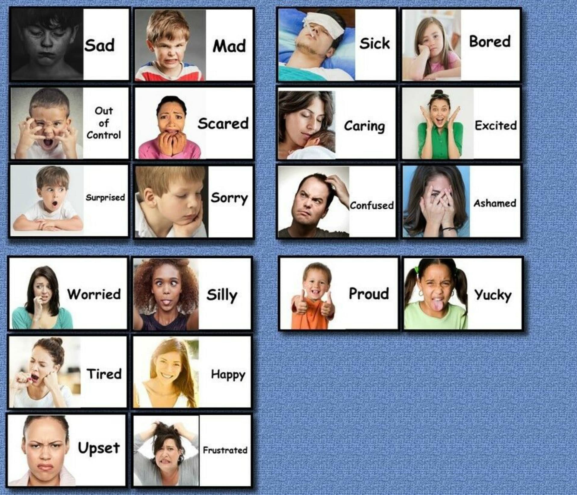 20 Emotions Flashcards Learning Emotions Preschool Kindergarten ...