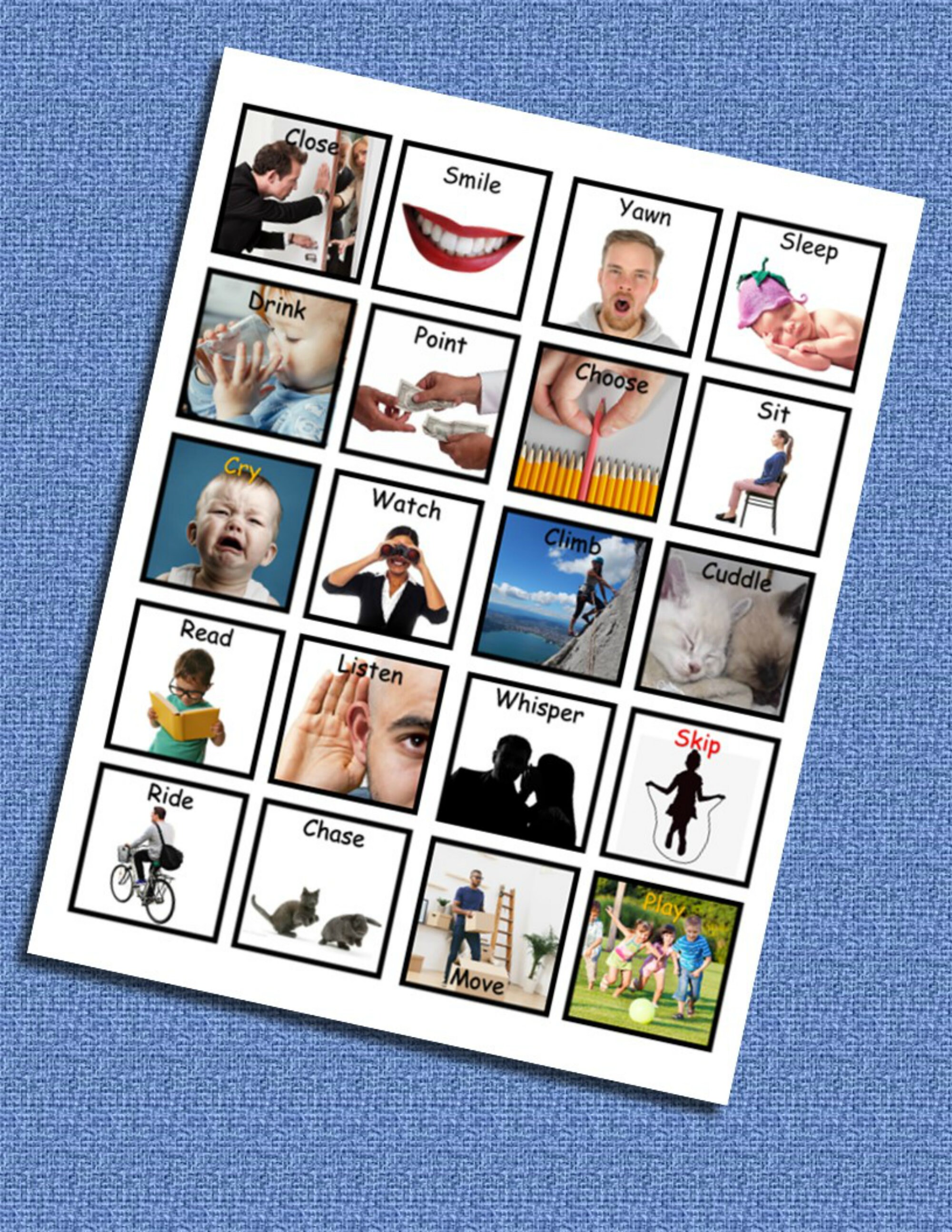 Pec Cards Action Words Verbs ASD Autism Laminated You Cut Them Out 50 ...