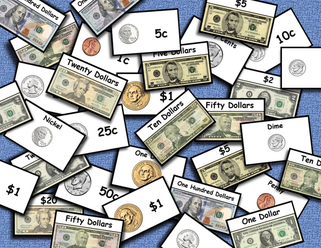 Learn Money Flash Cards Pre-school Kindergarten Homeschool Practice ...