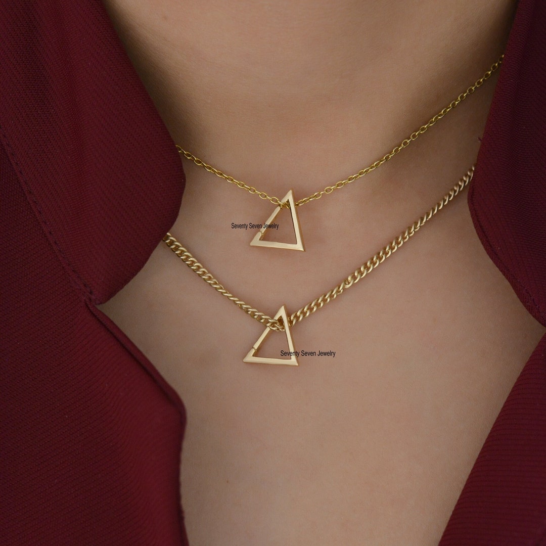 14K Gold Triangle Charm Holder, 14k Gold Triangle Push Lock, Push Lock ...