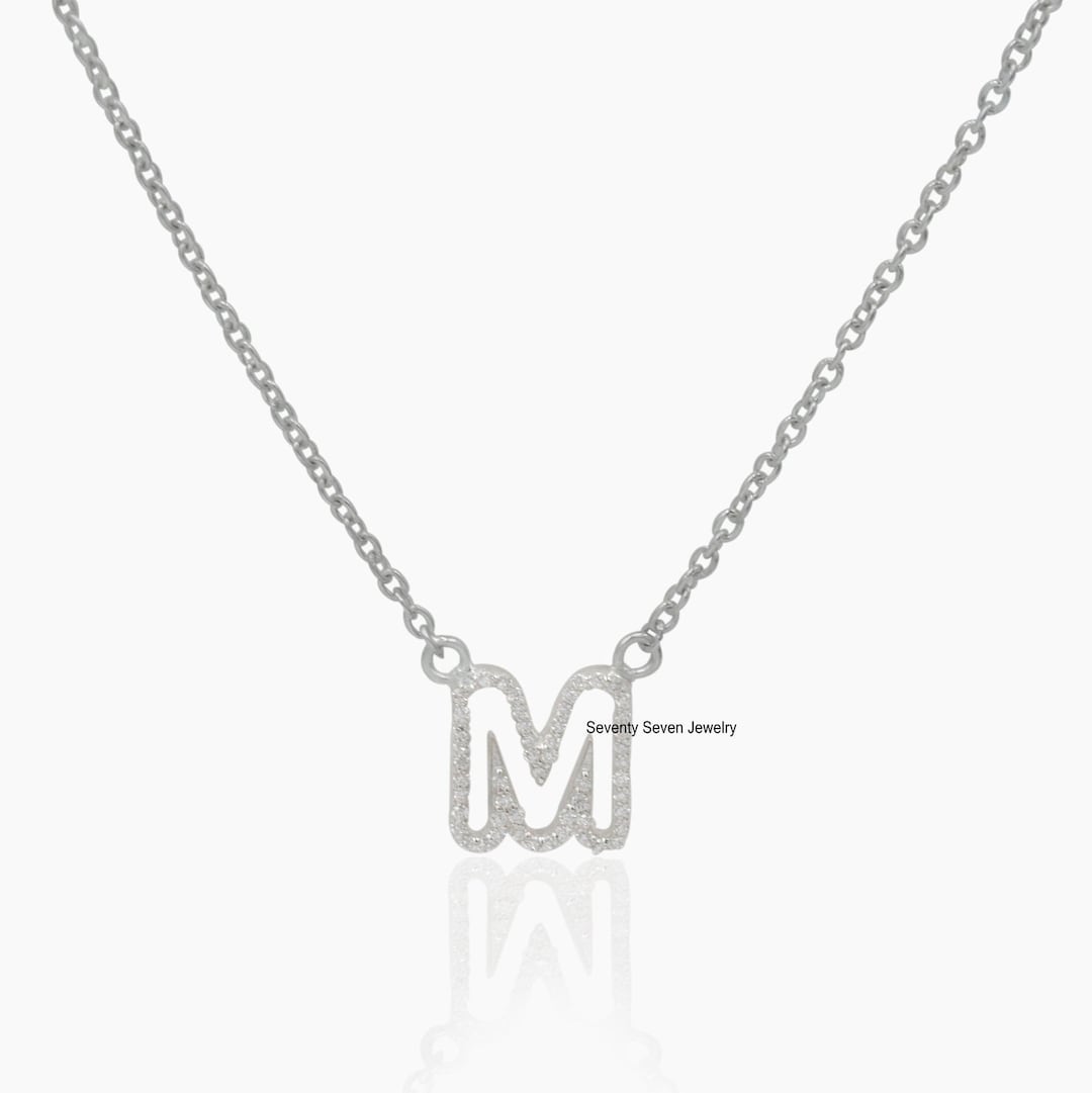 Gold Vermeil Initial Letter Pendant, Gemstone M Letter Pendant, Cursive ...