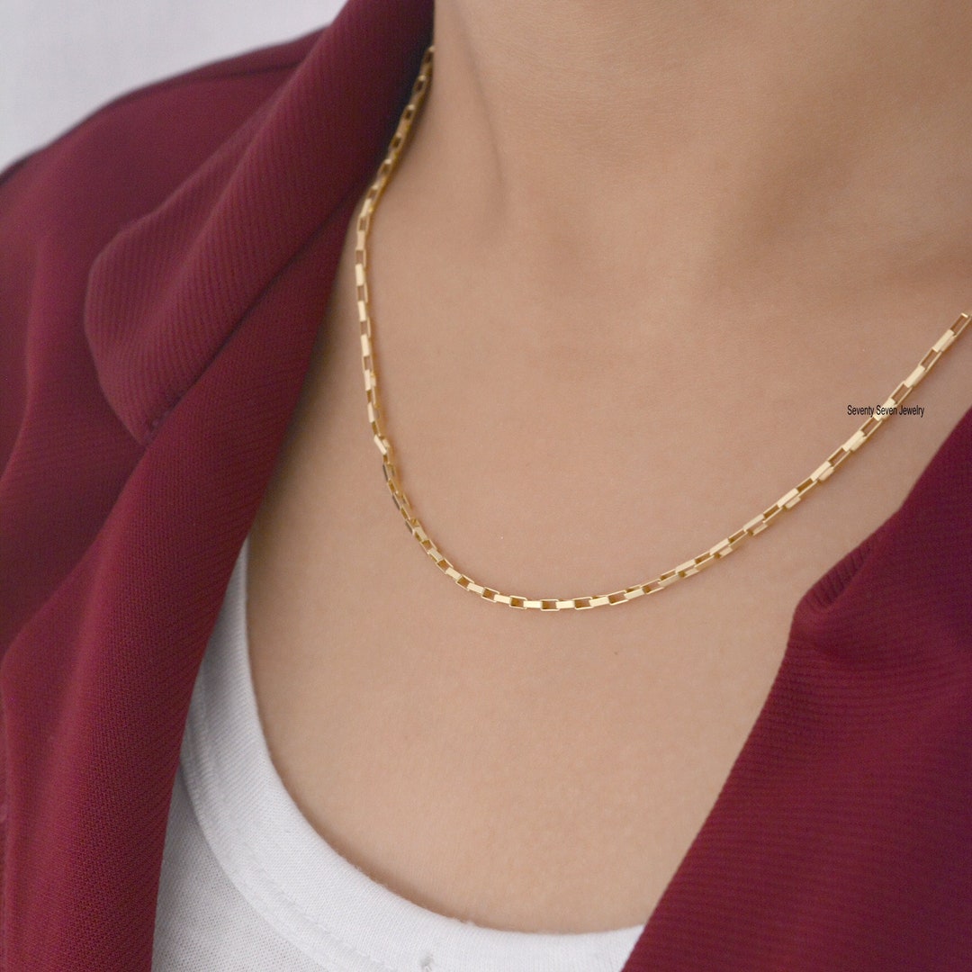 925 Silver Rectangle Open Box Chain, Baby Carabiner Box Link Chain ...