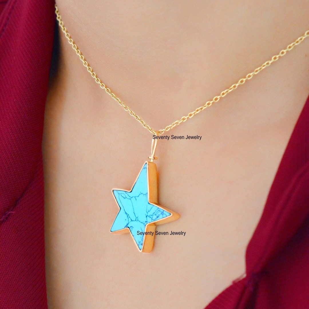 925 Silver Lapis Star Pendant Necklace, 18 Inch Chain - Etsy