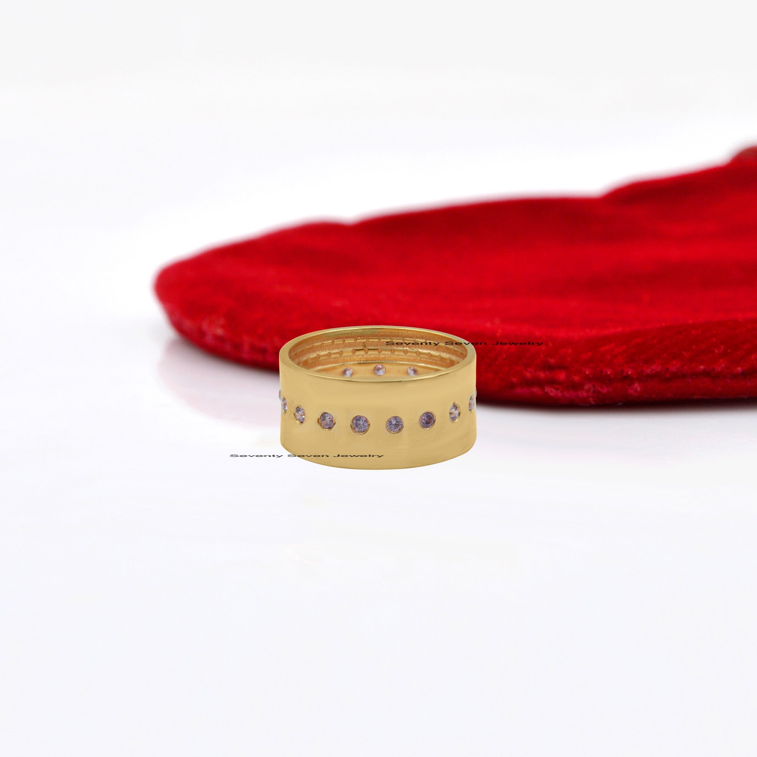 14K Gold Diamond Cigar Band, Solid Gold Cigar Ring, Thump Band Ring ...