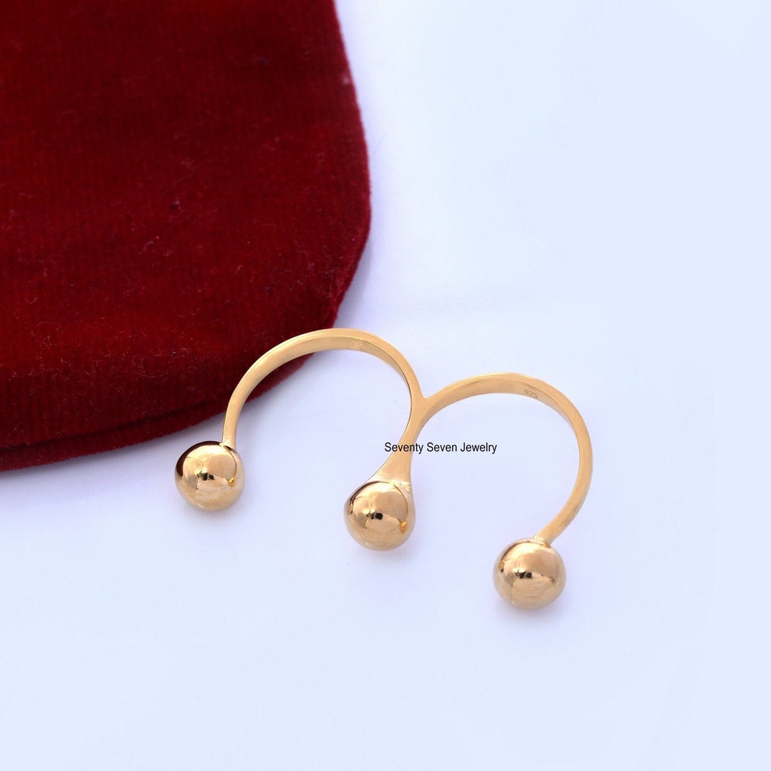 14K Gold Two Finger Ring Fashionable Ring Two Finger - Etsy