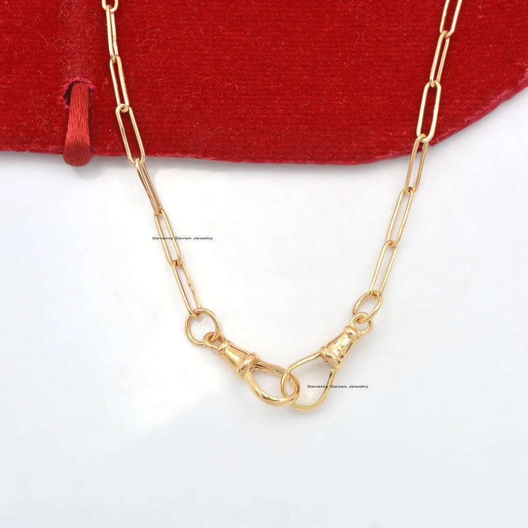 14K Gold Swivel Chain Necklace, Paperclip Chain Necklace, Gold Swivel ...