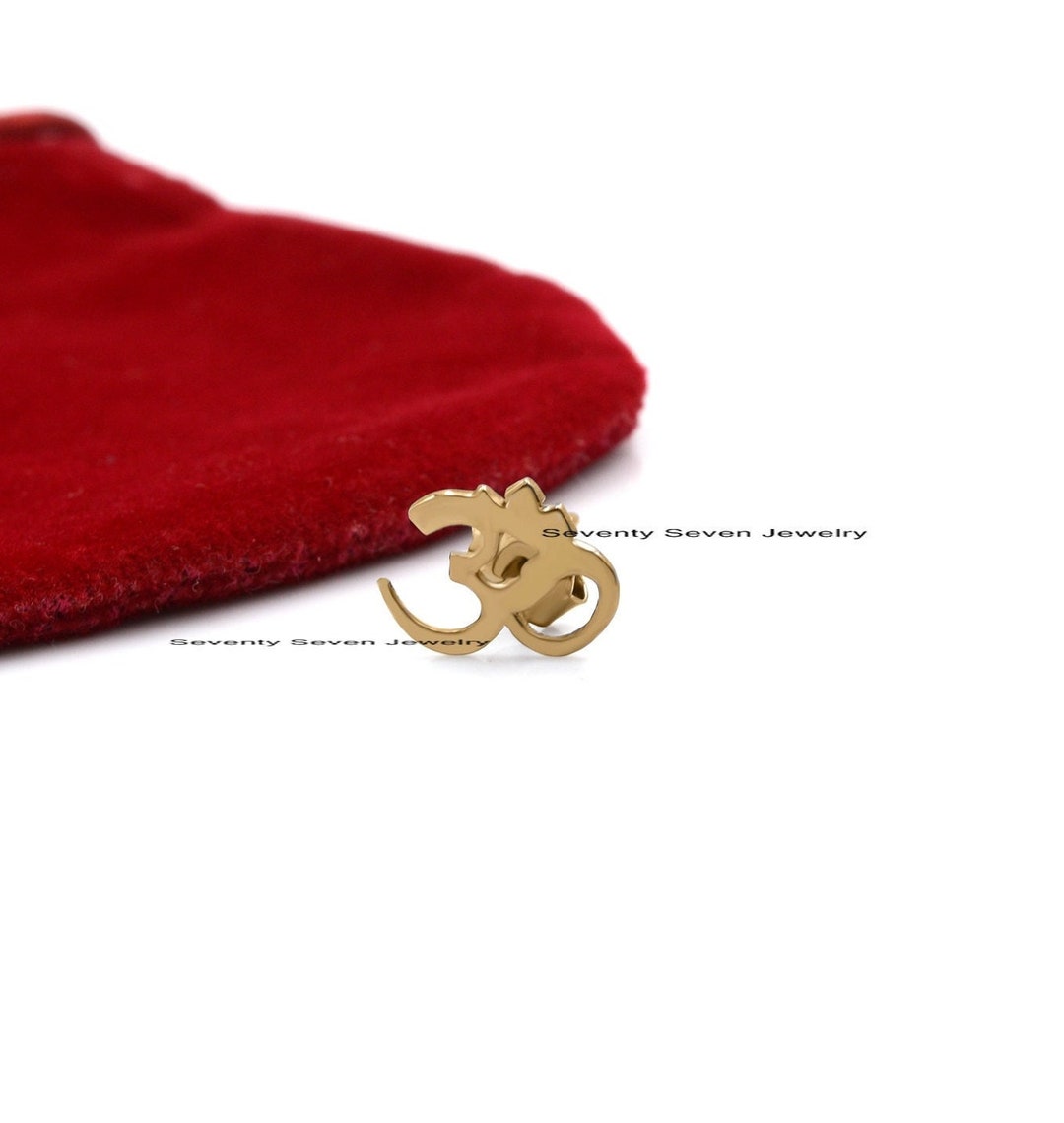 Solid 18K Gold OM Studs, Gold OM Symbol Studs, Delicate OM Studs ...