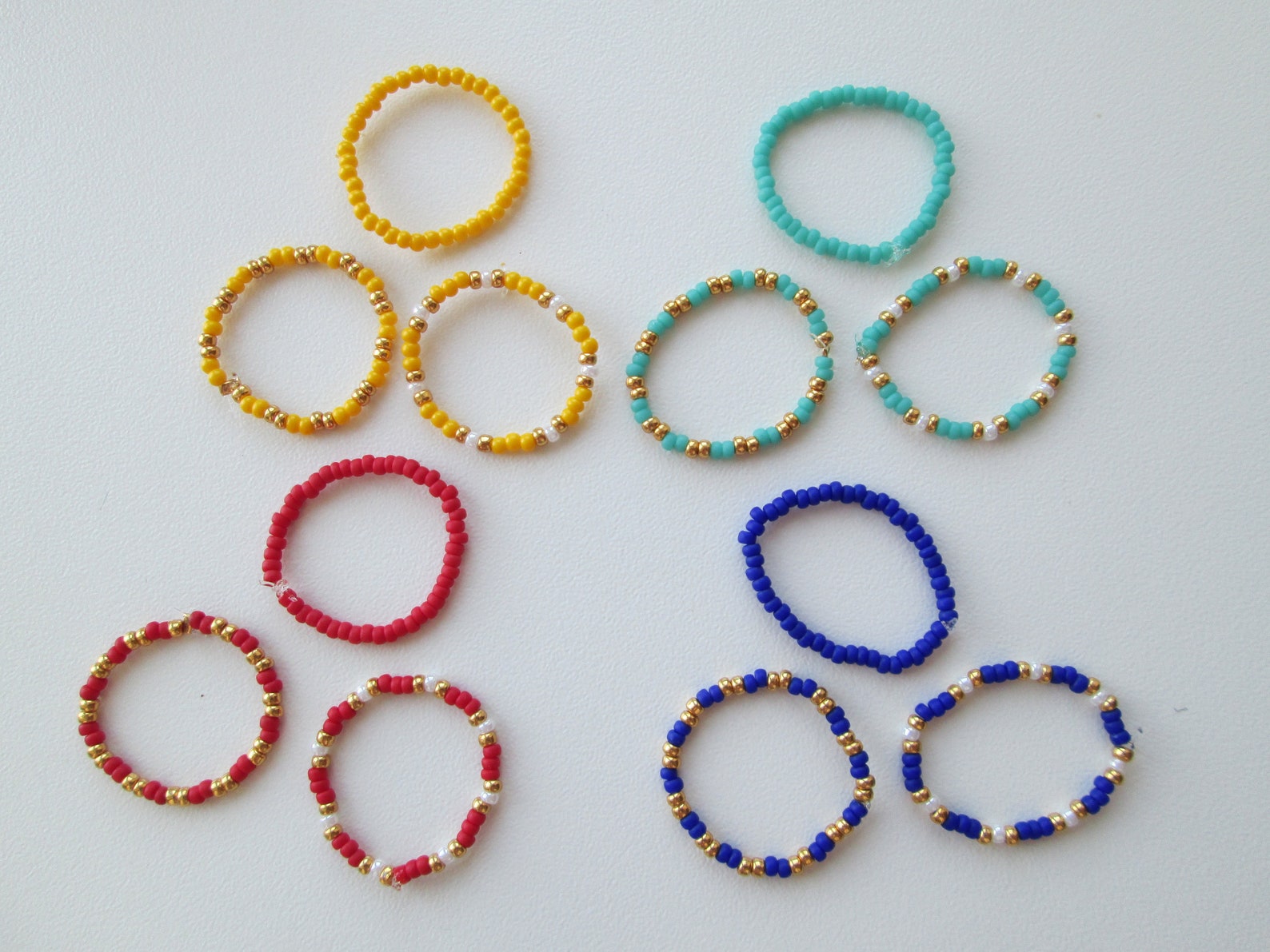 Seed Bead Rings Set of 3 Rings Stackable Stretch Beads | Etsy