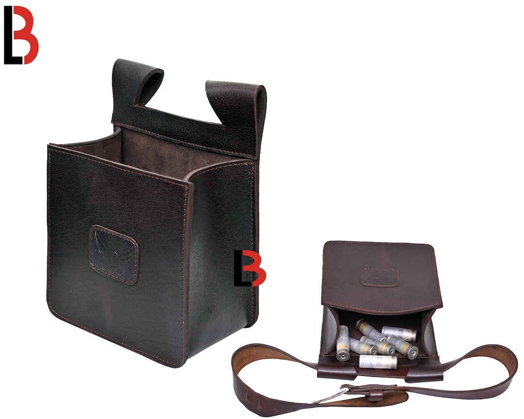 Cowhide Leather Trap Shooting Waist Bag Ammo Shot Gun Storage Shell ...