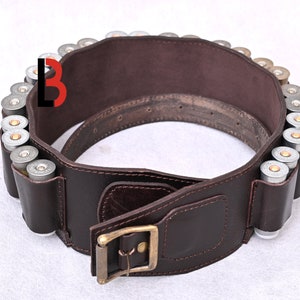 Cowhide Genuine Leather Shotshell Bandolier Belt Shotgun Shell Belt ...